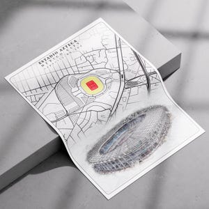 Estadio Azteca Stadium Location Art, Digital Printable Poster, Mexico ...