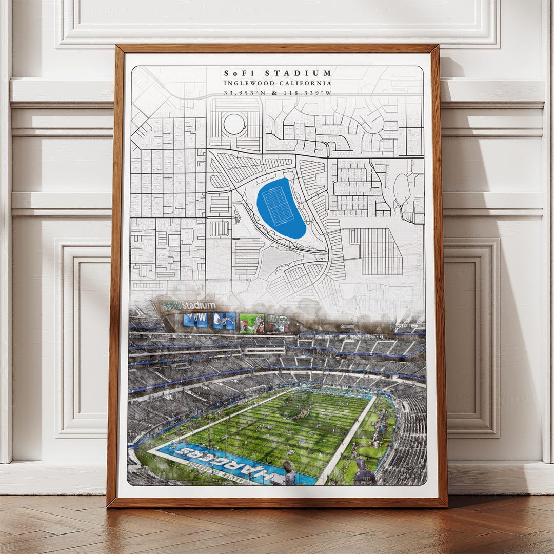 Sofi Stadium NFL Poster, Black & White Trendy Wall Art, Digital Wall ...