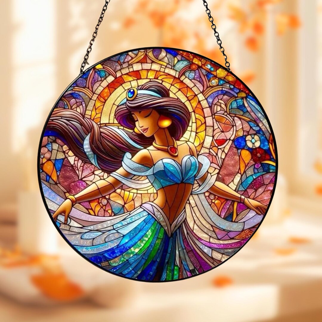 Disney Princess Jasmine Suncatcher, Aladdin Stained Glass Window ...