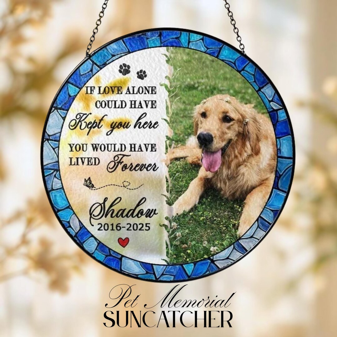 Custom Dog Memorial Stained Glass Suncatcher, Personalized Pet Loss ...
