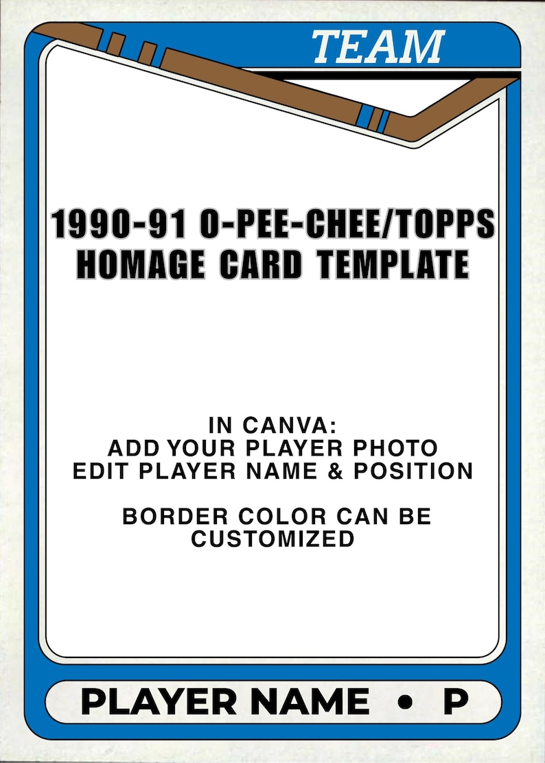 1990-91 Custom Hockey Card Template | Opc/topps Retro Style | Canva ...