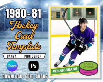 1983-84 Vintage Hockey Card Template | Customizable Canva & PSD | O-pee ...