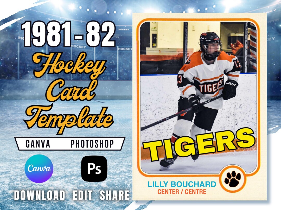 1981-82 Vintage Hockey Card Template | Customizable Canva & PSD | O-pee ...