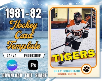 1983-84 Vintage Hockey Card Template | Customizable Canva & PSD | O-pee ...