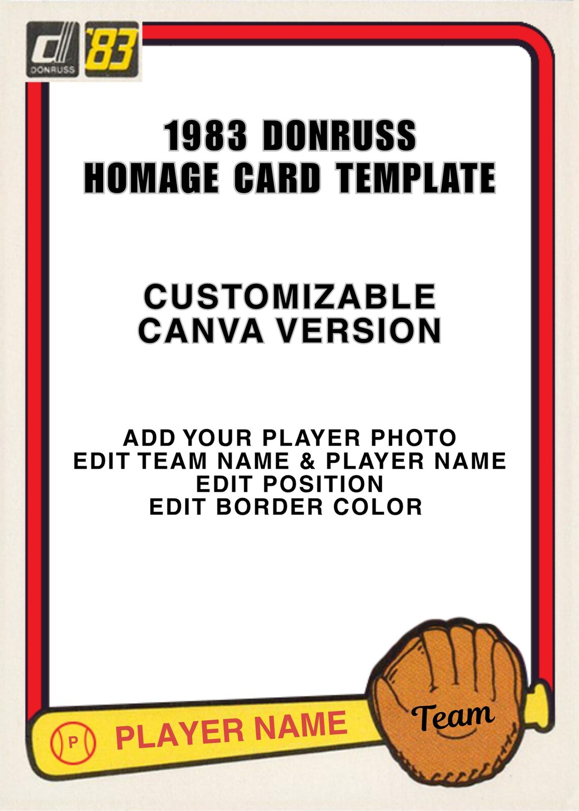 1983 Baseball Card Template | Retro Sports Design (canva & PSD Download ...