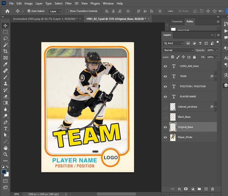 1981-82 Hockey Card Template | O-pee-chee Topps Style (canva & PSD) - Etsy