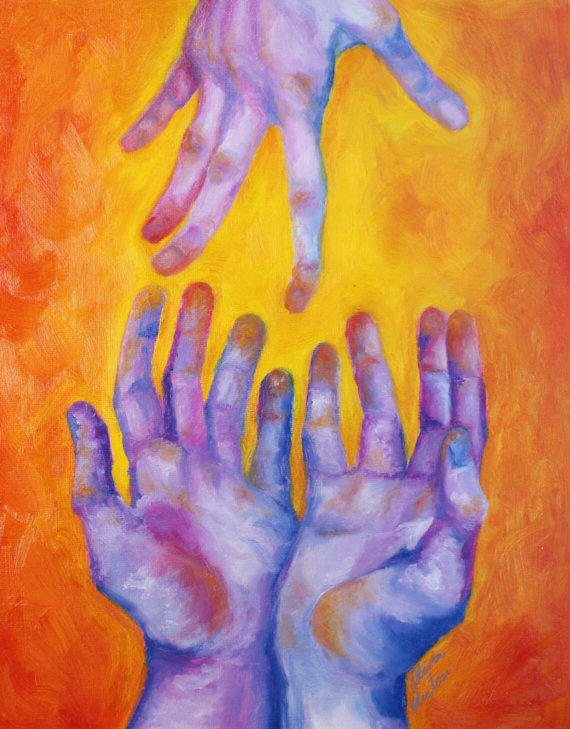 Hands Reaching, Original Art Print From Handmade Oil Painting - Etsy