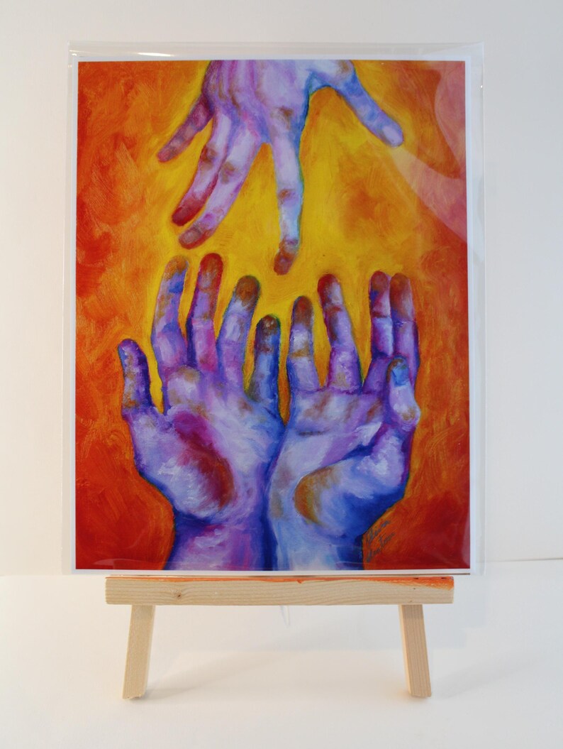 Hands Reaching, Original Art Print From Handmade Oil Painting - Etsy