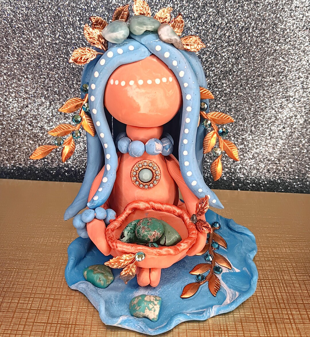 Turquoise Goddess, Crystal Goddess Figure, Polymer Clay Goddess ...