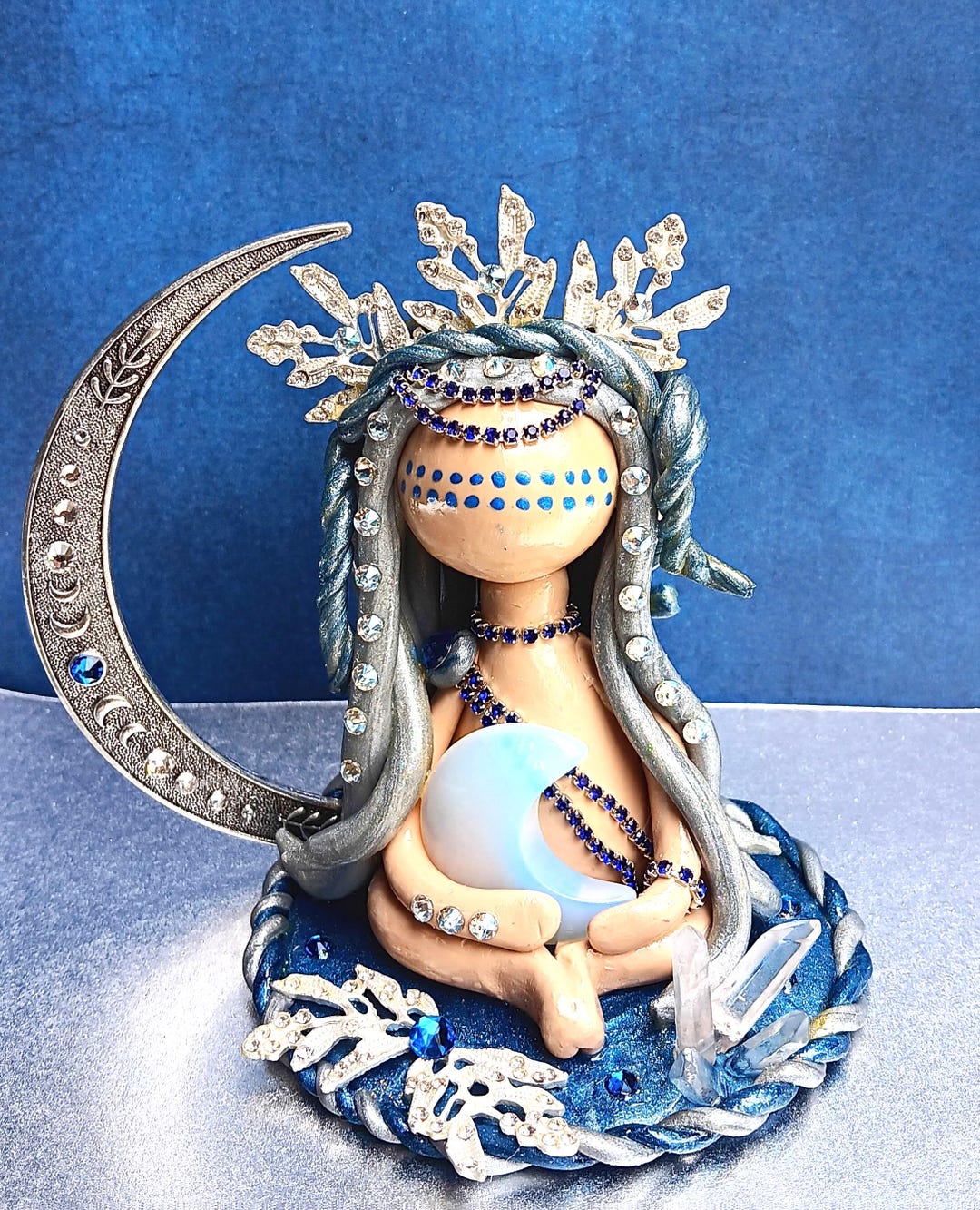 Selene Moon Goddess, Crystal Goddess Figurine, Luna Goddess Sculpture, Celestial Goddess, Greek ...