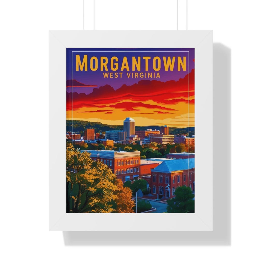 Cityscape Travel Poster, Morgantown WV Print, USA Wall Decor ...