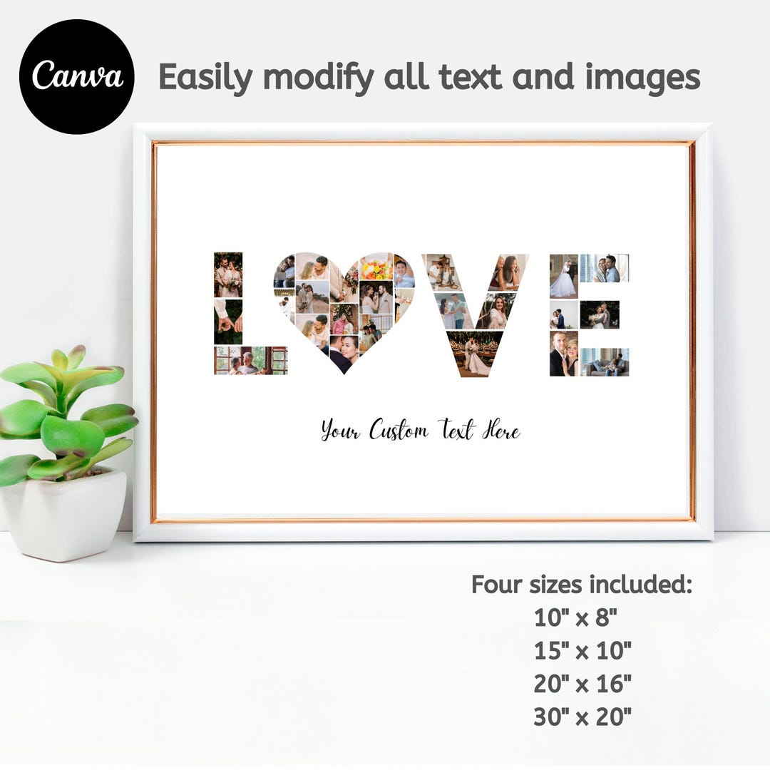 Love Photo Collage Template for Canva, DIY Photo Collage Template ...