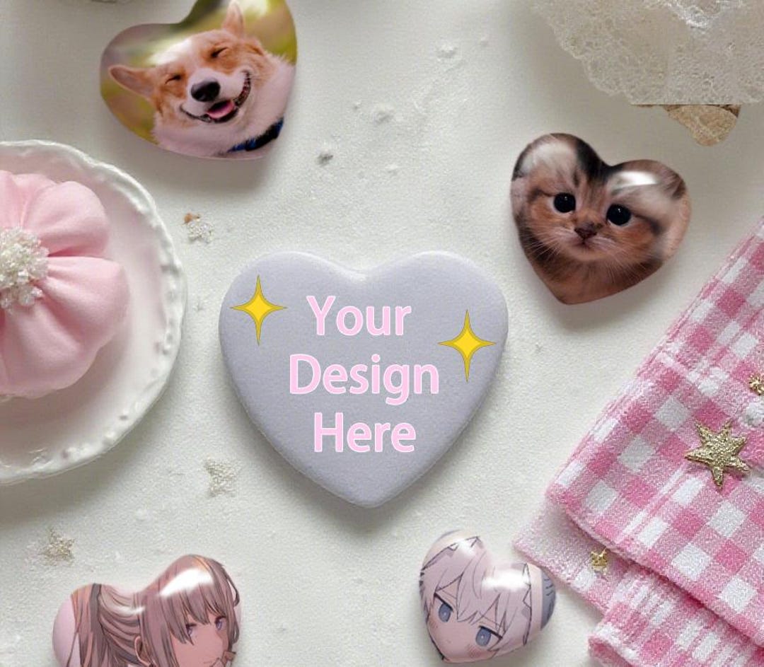 Holo Heart Shaped Badges/customizable / Gifts/ 57 Mm Badges - Etsy