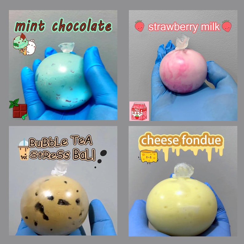 Crunchy & Stretchy Stress Ball | Mint Chocolate,strawberry Milk, Butter ...