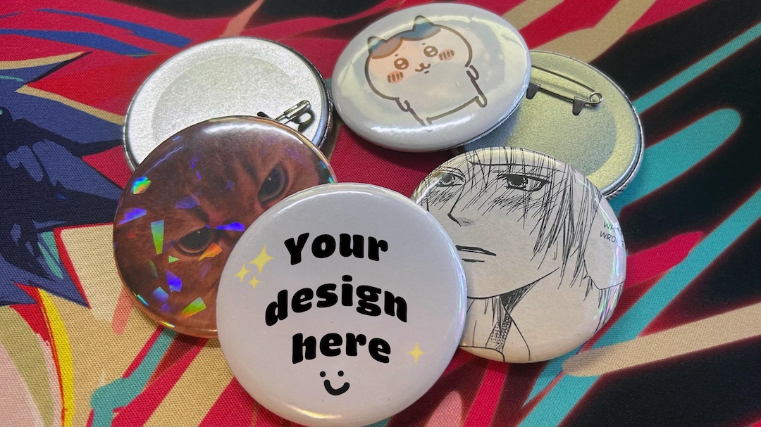 58mm Customized Pins / Holo Badges/button Pins/ Personalised - Etsy