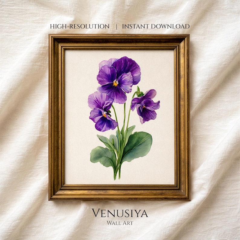 February Birth Flower: Violet, Vintage Spring Botanical Nursery Art ...
