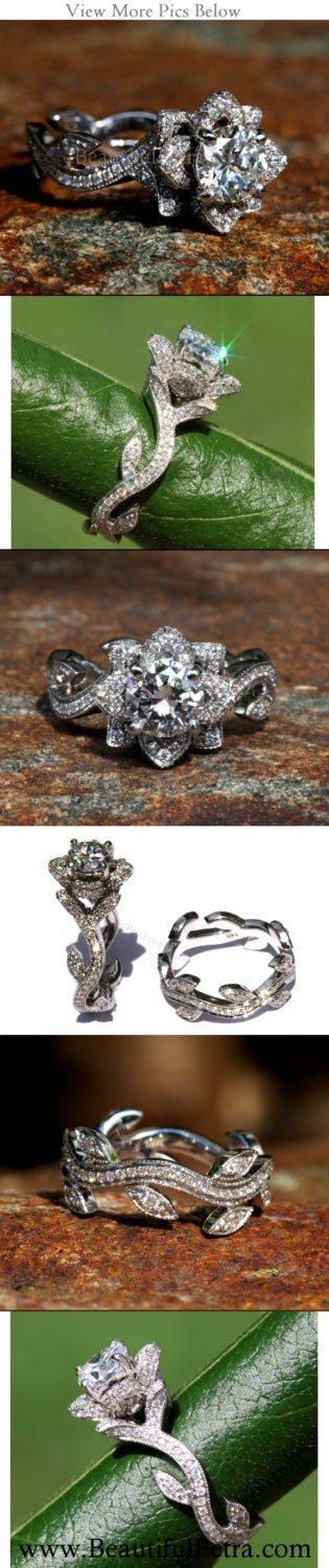 Platinum - BLOOMING Work of Art - Flower Leaf Rose Lotus Diamond ...