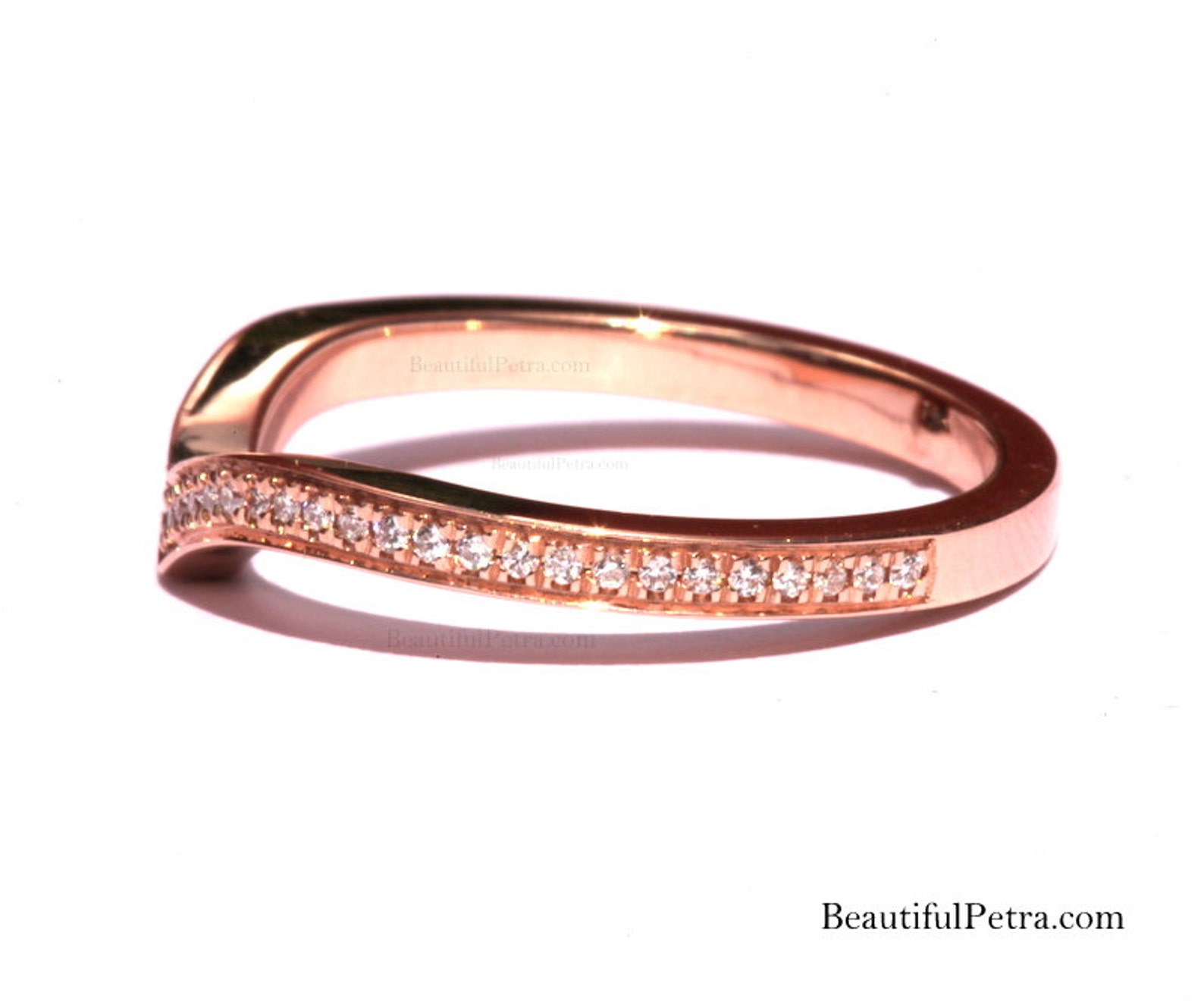 Rose Gold - Wedding SET - UNIQUE Flower Rose Diamond Engagement Ring ...