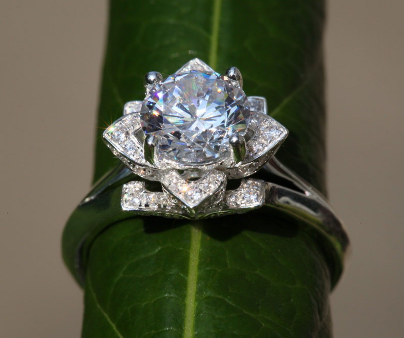 CERTIFIED - UNIQUE Flower Rose Diamond Engagement or Right Hand Ring ...