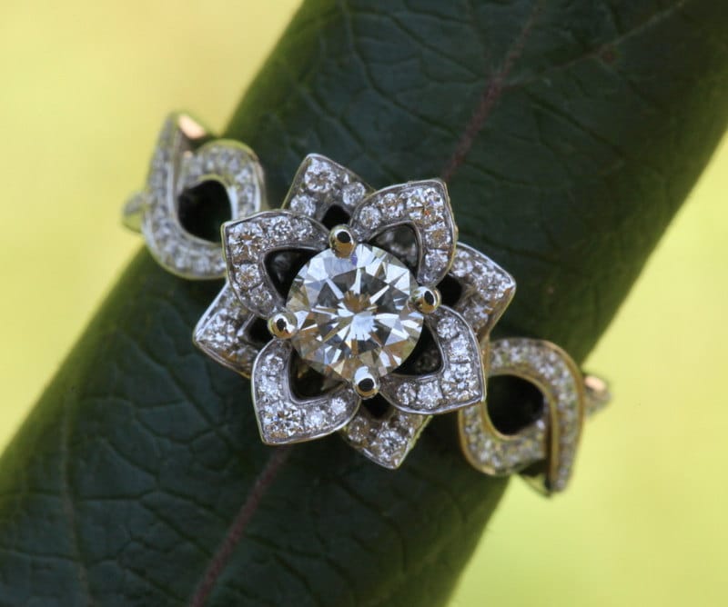 LOVE IN BLOOM Unique Flower Lotus Rose Diamond Engagement or | Etsy