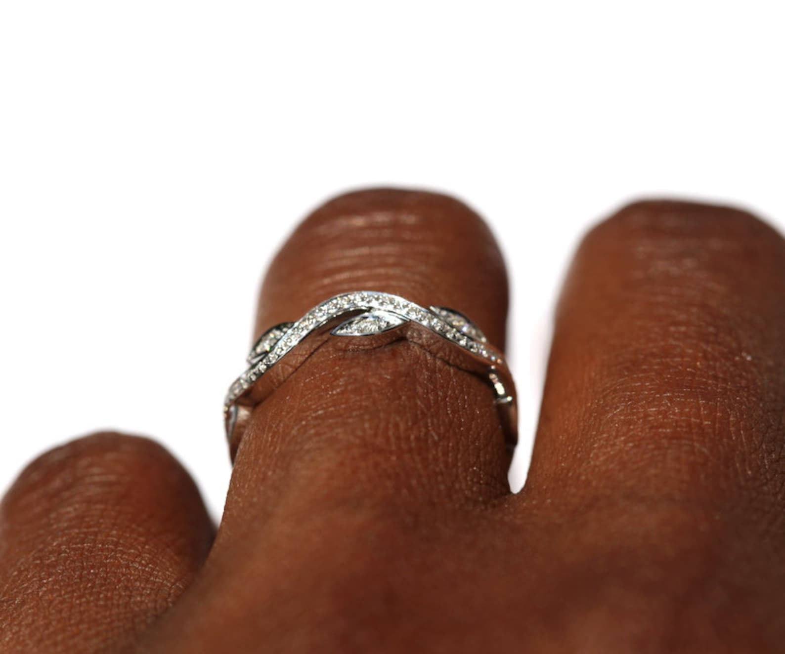 Leaf Eternity WEDDING BAND No Milgrain - Flower - Diamond - Vine ...