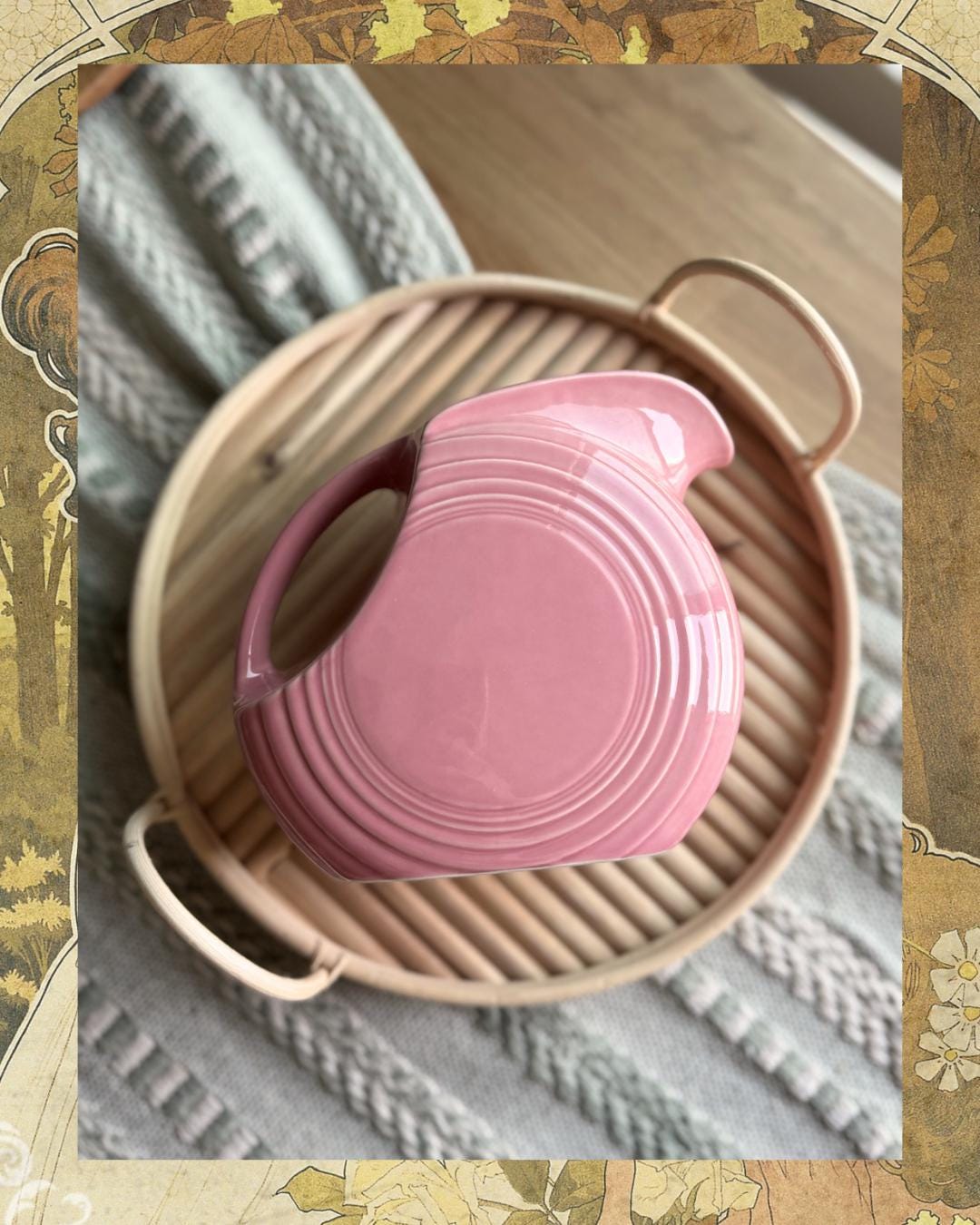 Fiestaware Large 7-inch Disk Water Pitcher Rose Pink Homer Laughlin ...