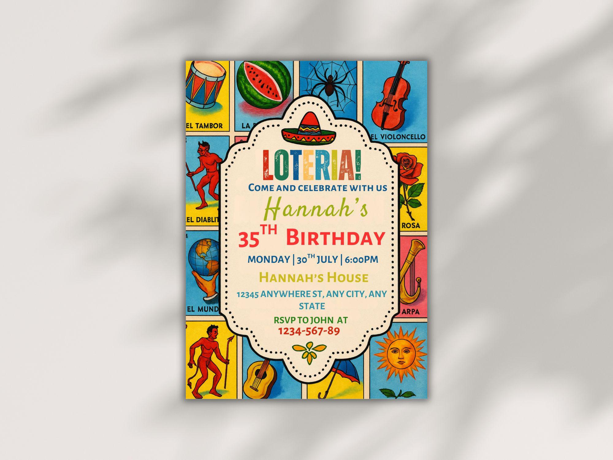 Loteria Birthday Party Customizable Invitation, Loteria Party Invite ...