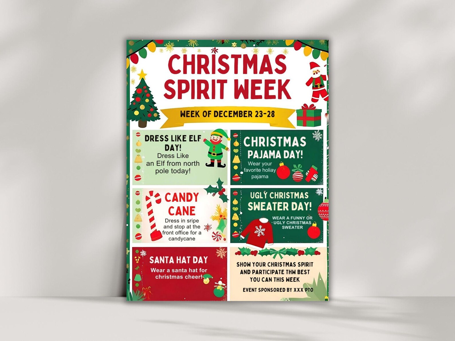 Editable Christmas Spirit Week Itinerary: School Holiday Planner (CANVA ...