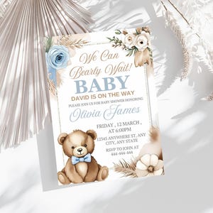 Teddy Bear Baby Shower Invitation: Editable Canva Template - Etsy