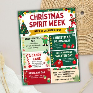 Editable Christmas Spirit Week Itinerary: School Holiday Planner (CANVA ...