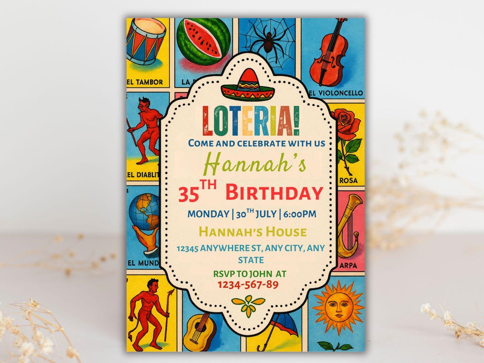 Loteria Birthday Party Customizable Invitation, Loteria Party Invite ...