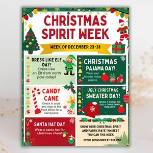Editable Christmas Spirit Week Itinerary: School Holiday Planner (CANVA ...