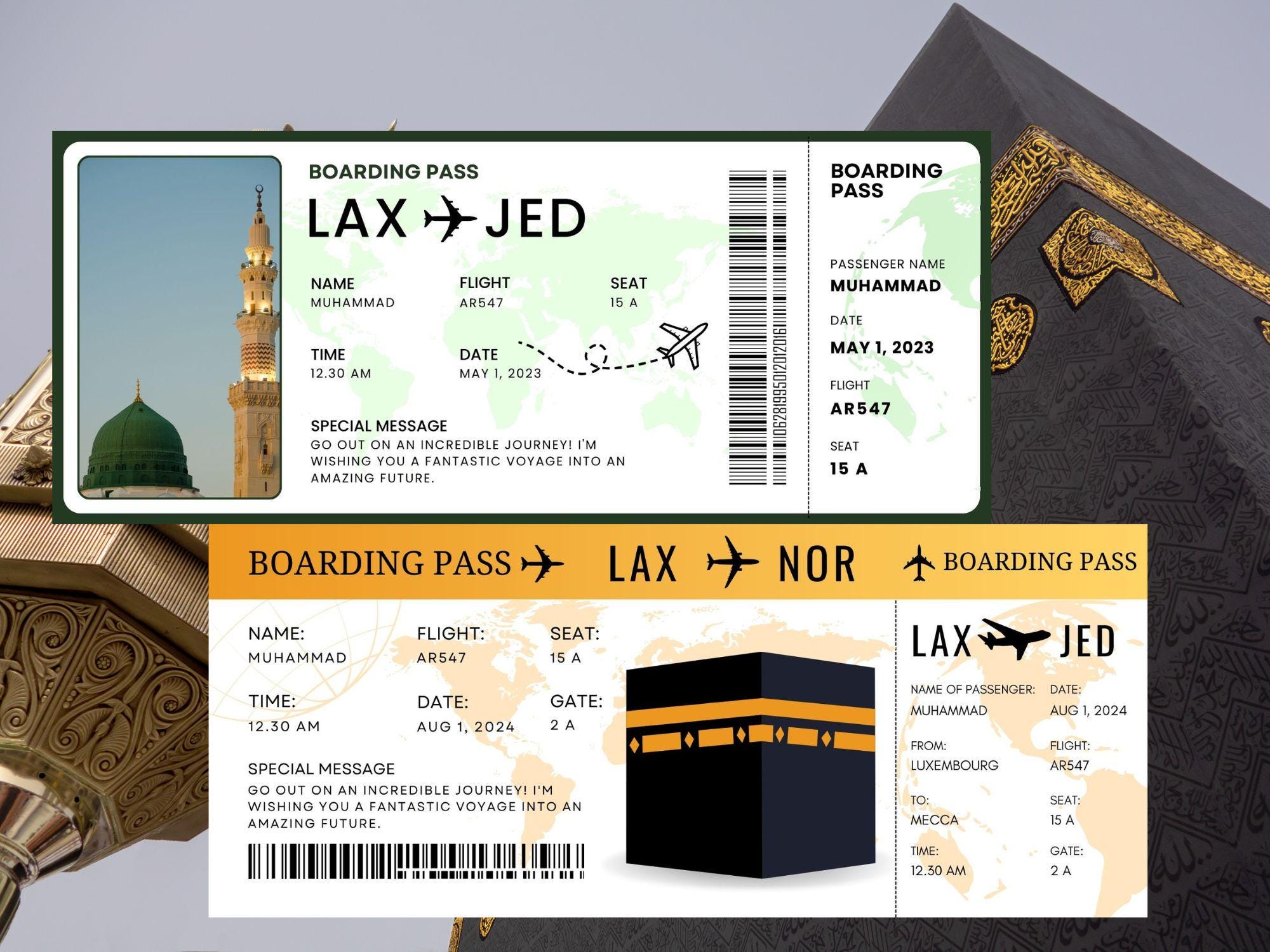 Hajj Boarding Pass, Editable Umrah Mubarak Boarding Pass, Hajj Plane ...