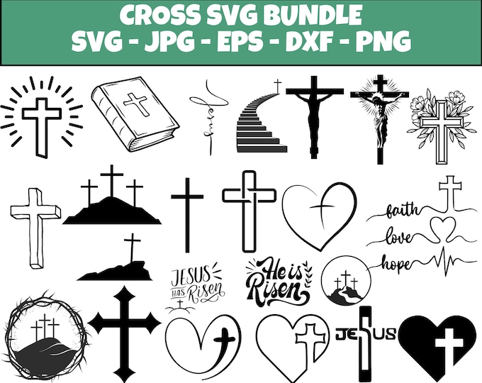 Christian Cross SVG Bundle: Faith, Hope, Love (digital Download) - Etsy ...