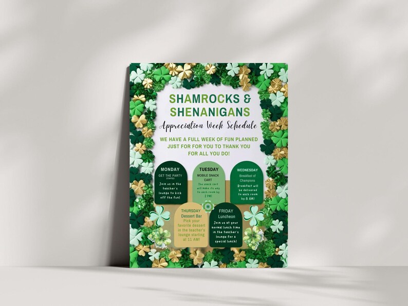 Editable St. Patrick's Day School Spirit Week Flyer (digital Download ...