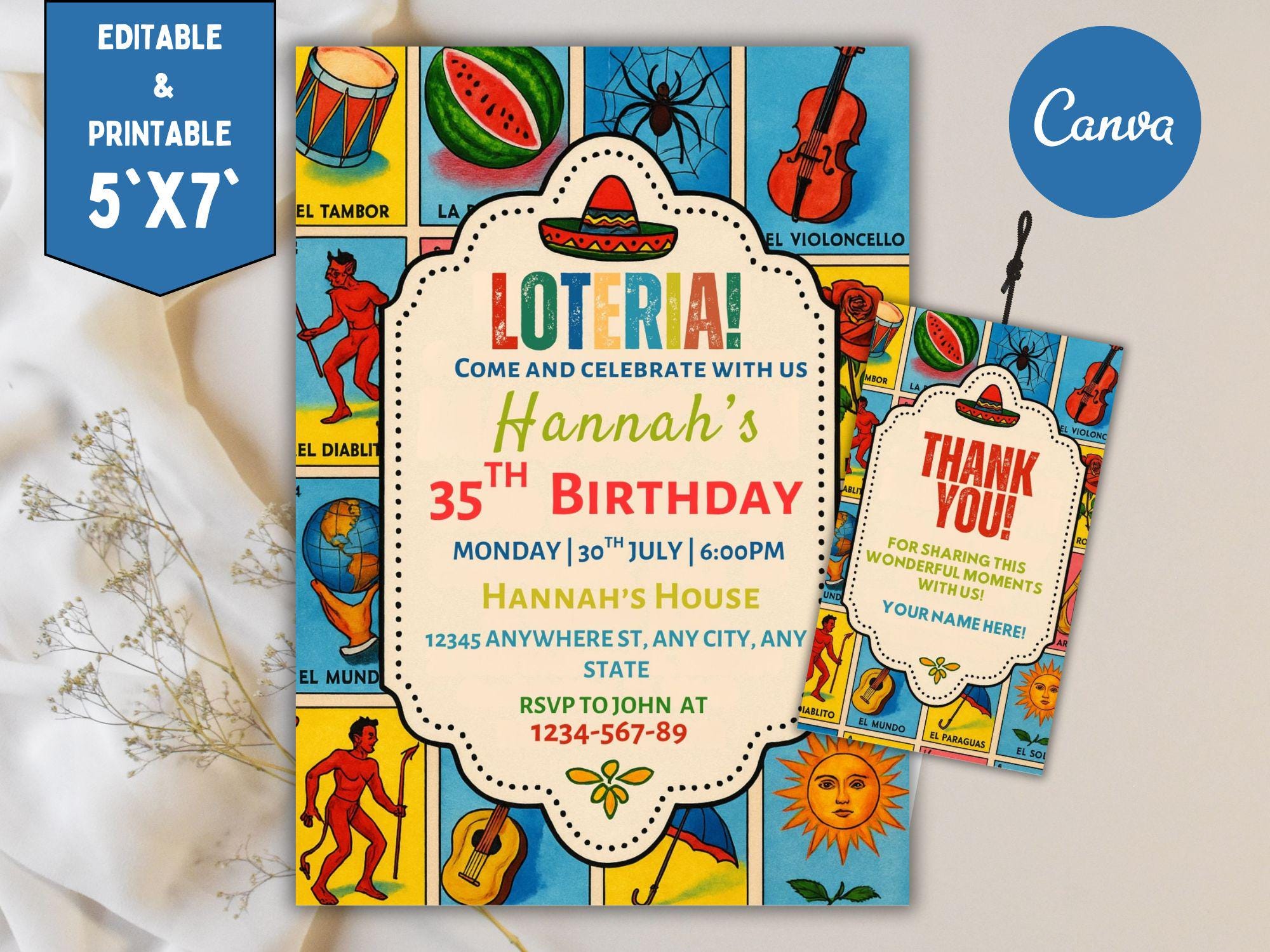Loteria Birthday Party Customizable Invitation, Loteria Party Invite ...