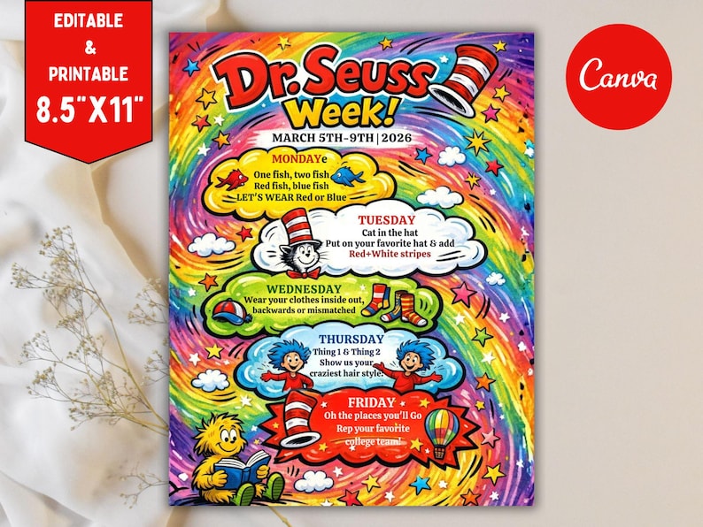 Editable Dr. Seuss Template | School Reading Flyer | Printable ...
