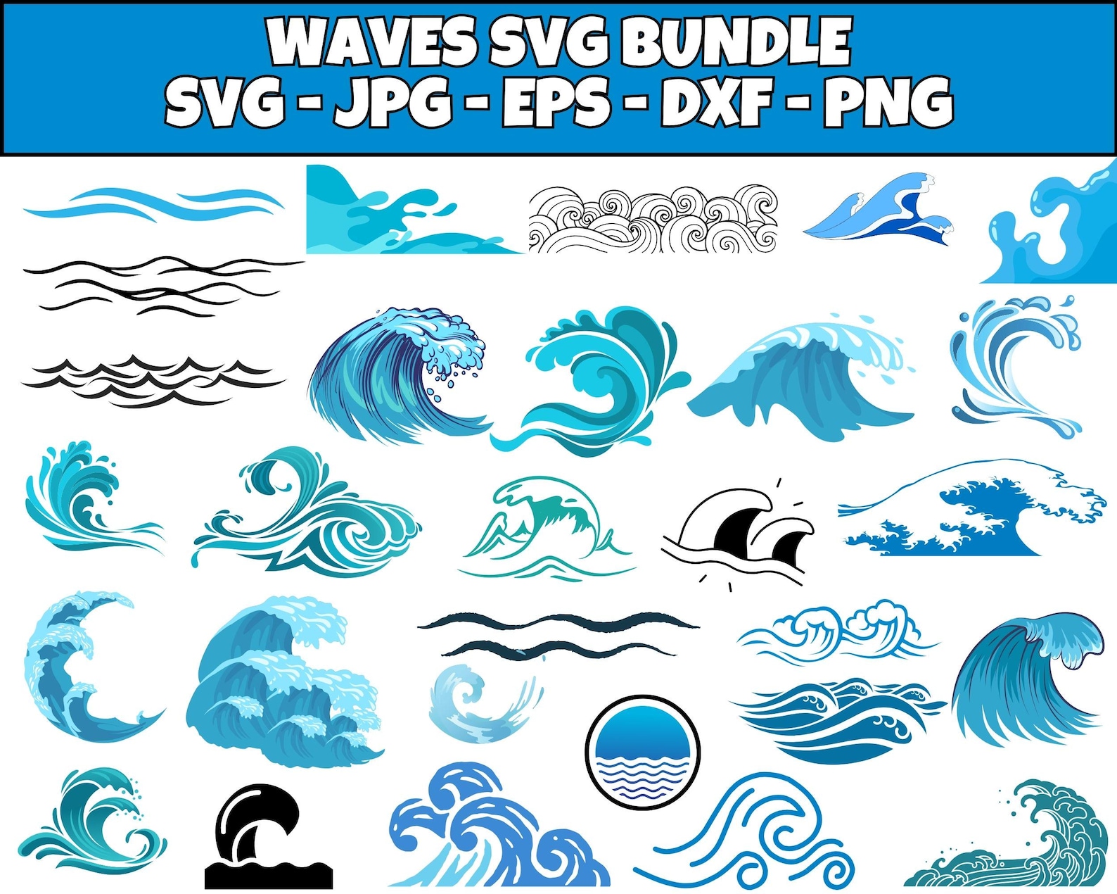 Wave Svg Bundle, Water Waves Svg, Ocean Waves Svg, Drop Svg, Tidal ...