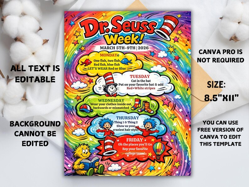Editable Dr. Seuss Template | School Reading Flyer | Printable ...