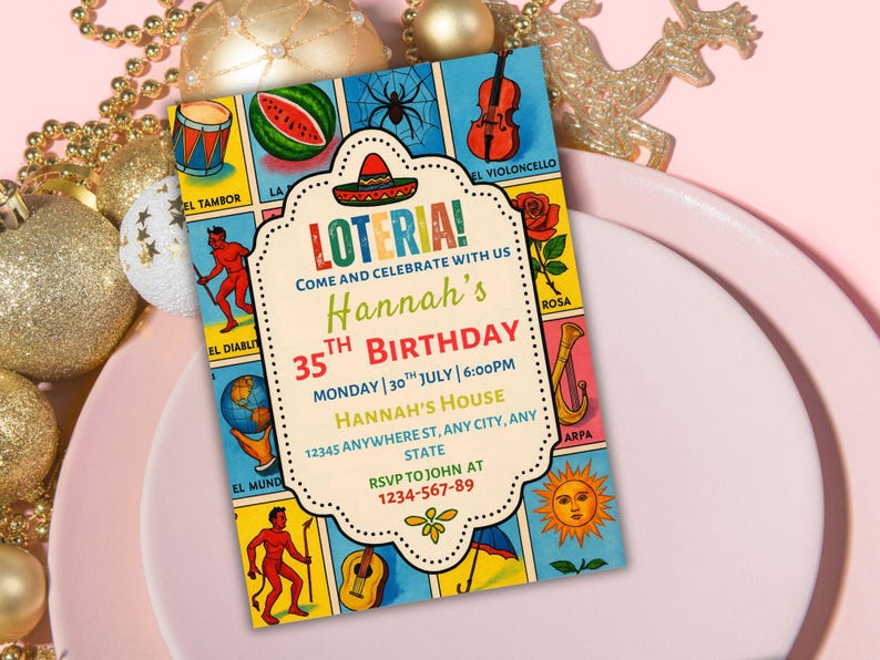Loteria Birthday Party Customizable Invitation, Loteria Party Invite ...