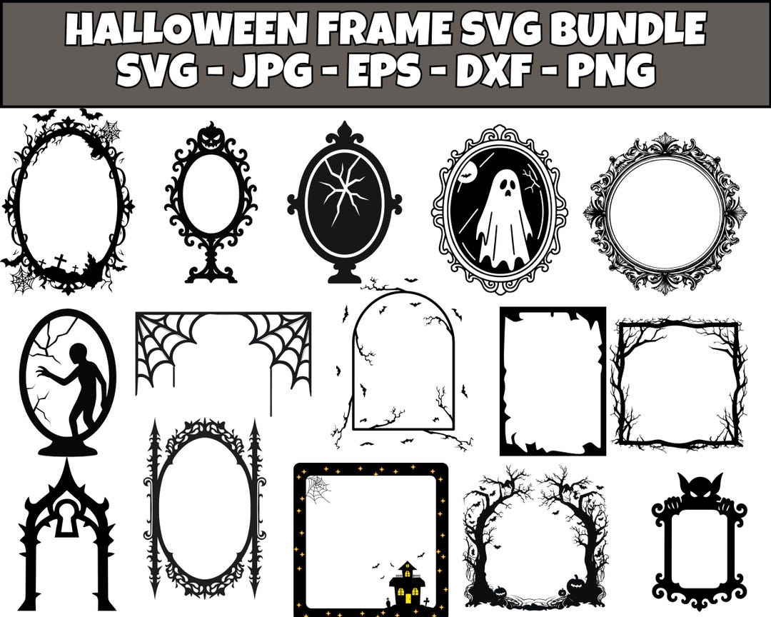 Spooky Halloween Frames SVG PNG Clipart Bundle (digital Download) - Etsy