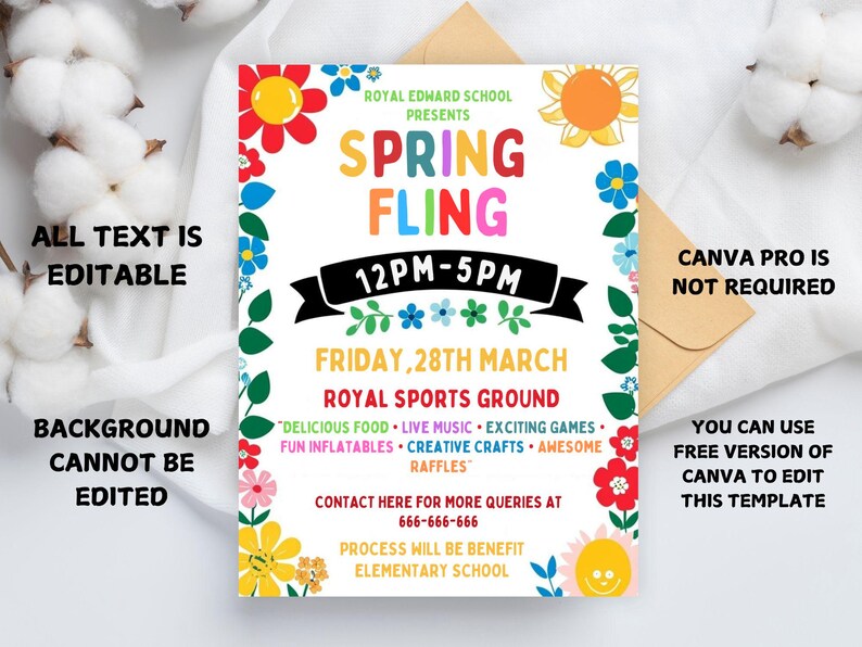 Spring Fling Flyer: School Dance Invitation Template (canva, PDF) - Etsy
