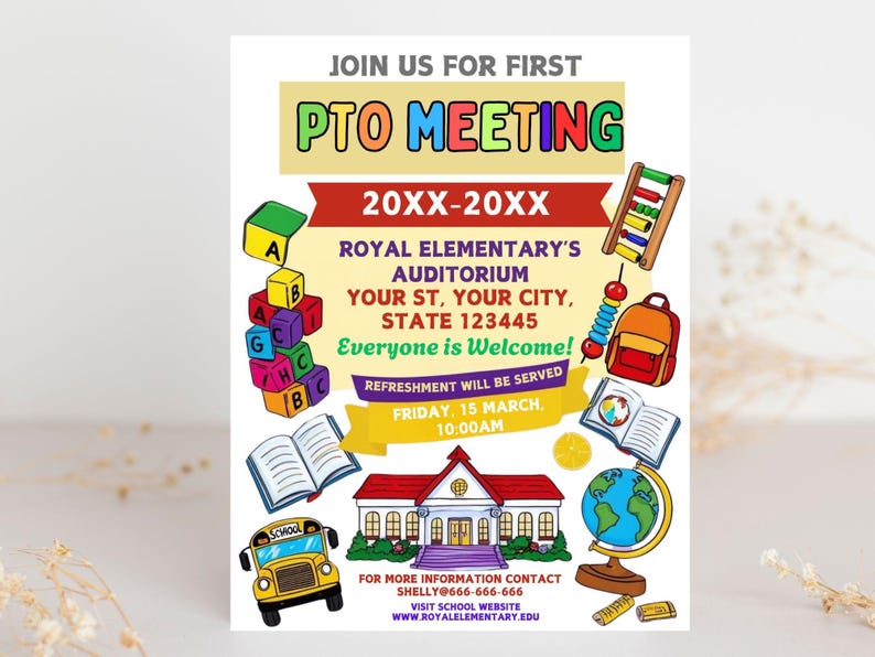 PTO PTA Meeting Template, Back to School Flyer, Editable Coffee Meeting ...