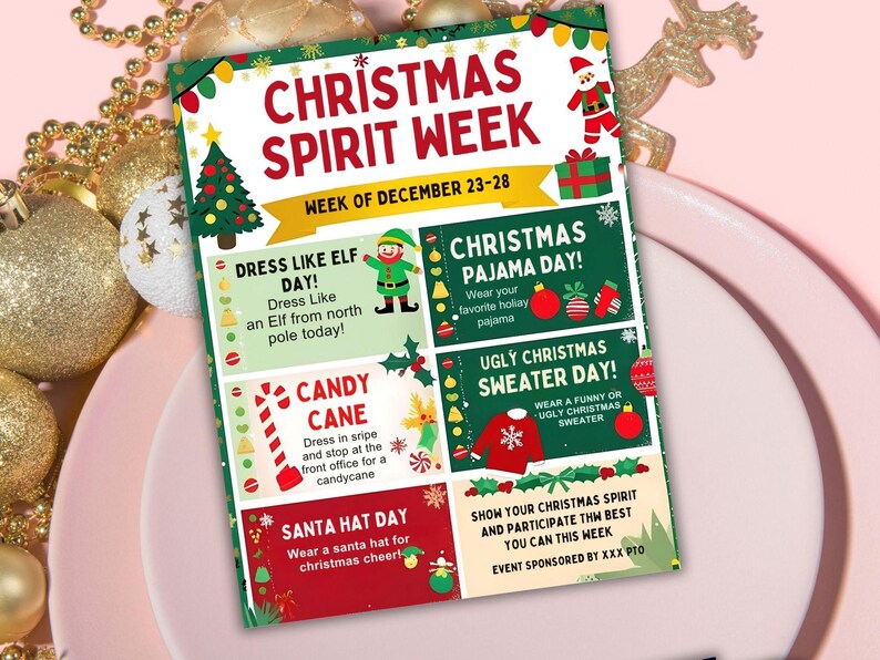 Editable Christmas Spirit Week Itinerary: School Holiday Planner (CANVA ...