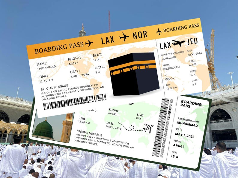 Editable Hajj Boarding Pass: Umrah Mubarak Plane Ticket (digital ...