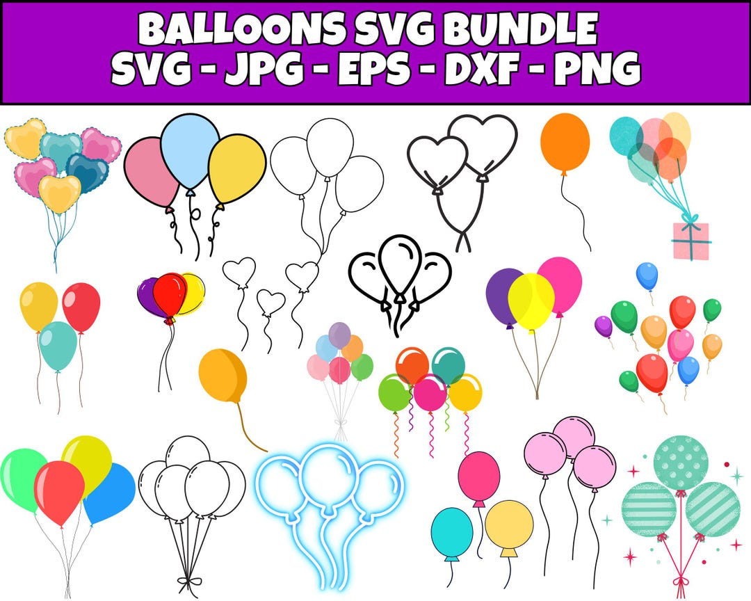 Balloon SVG Bundle: Birthday Party Clipart, Cut Files (digital Download ...