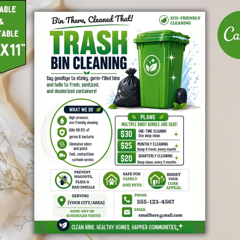 Trash Bin Cleaning Flyer - Etsy