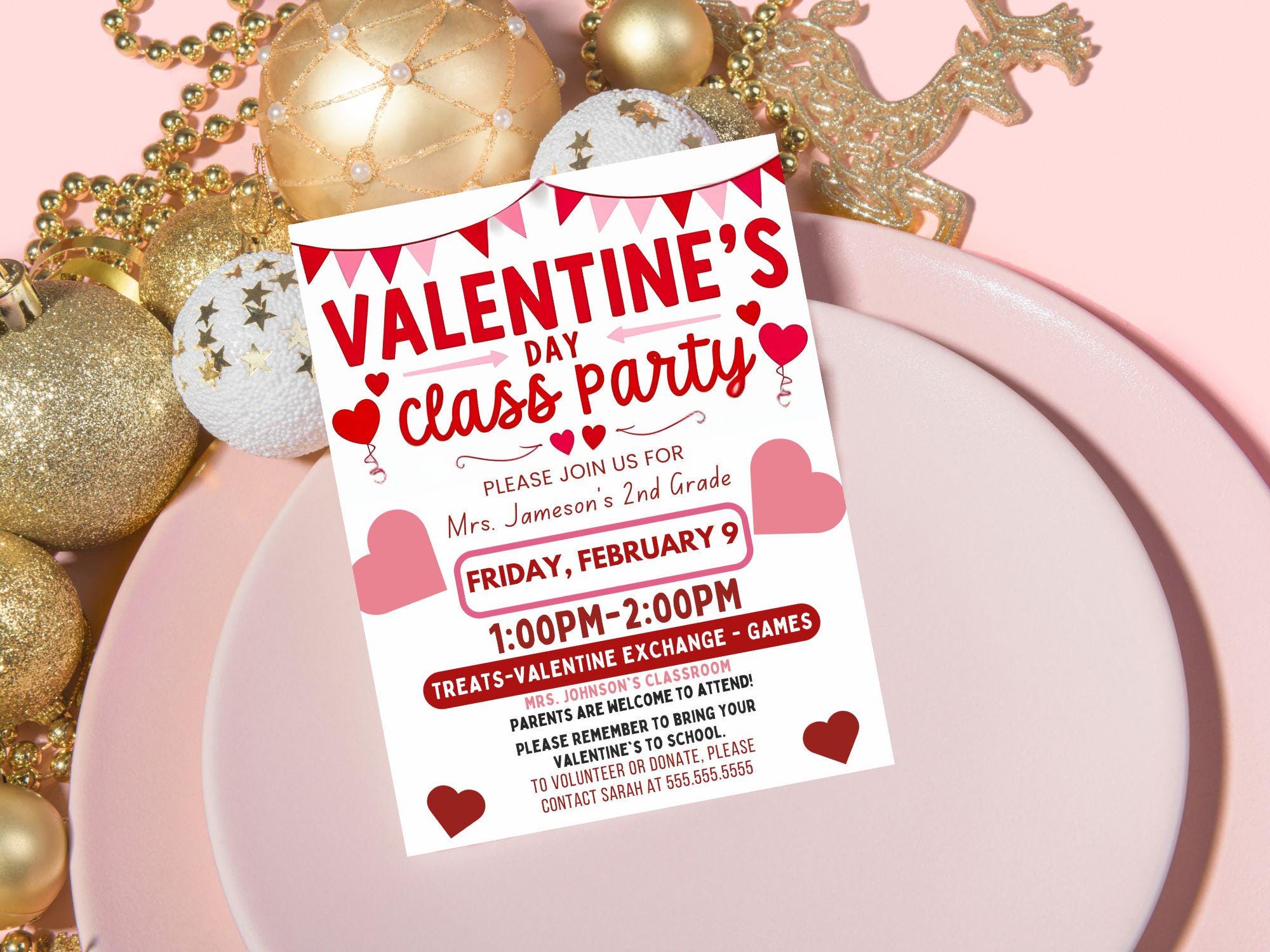 Editable Valentines Class Party Invite, School Charity Church ...