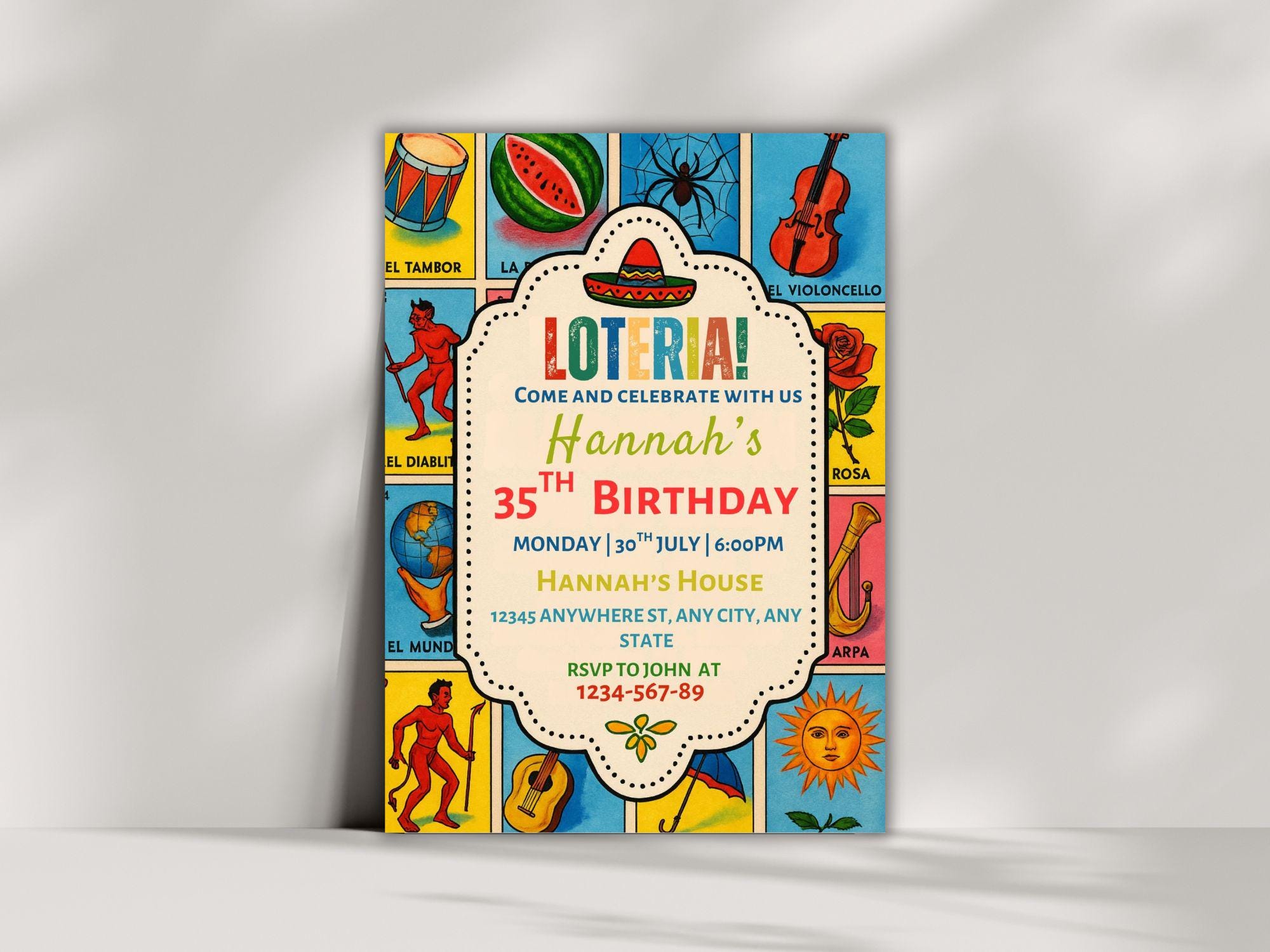 Loteria Birthday Party Customizable Invitation, Loteria Party Invite ...