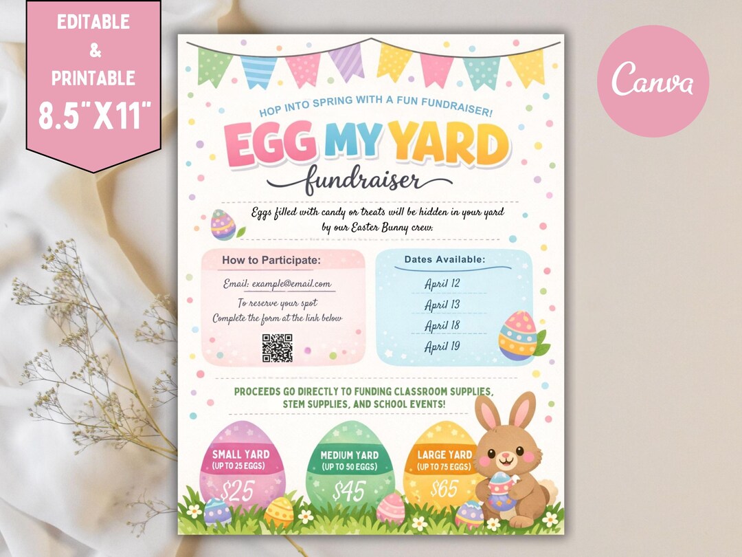 Easter Egg My Yard Flyer: Church, PTO Fundraiser (canva Template) - Etsy